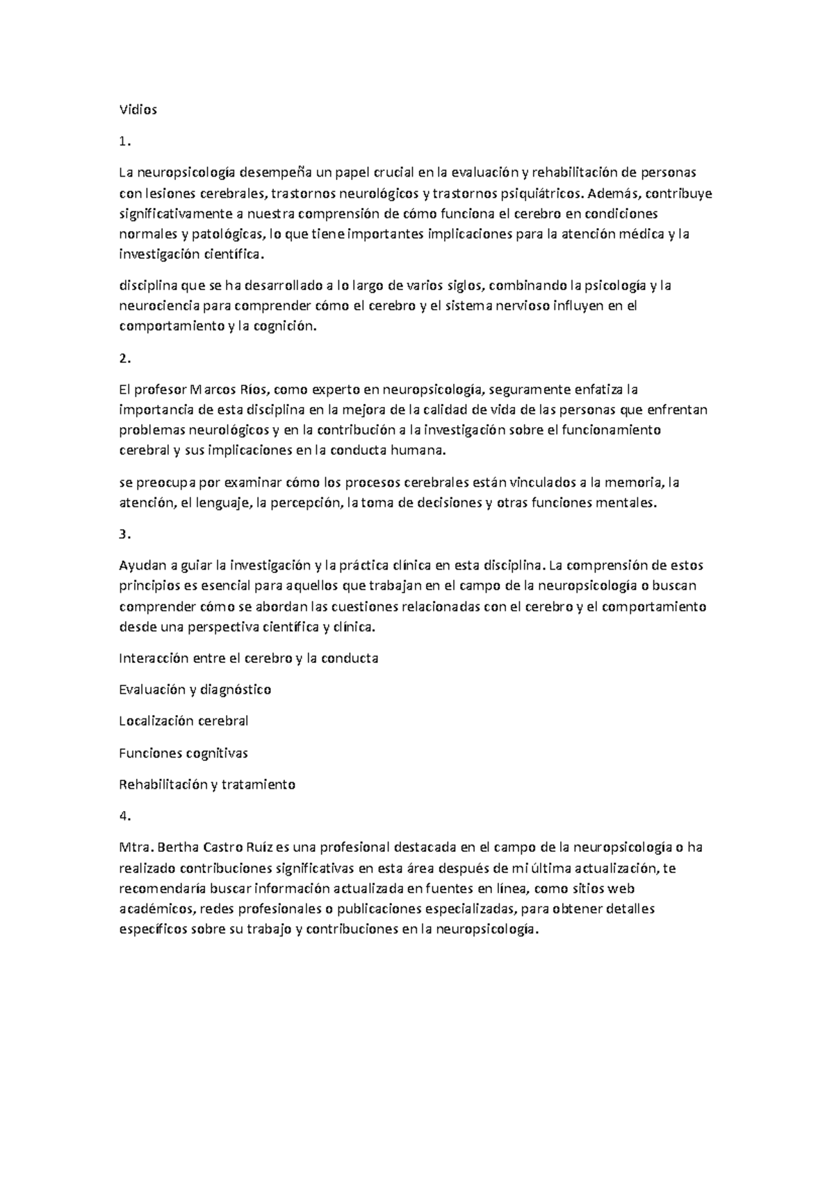 Vidios - wefg - Vidios La neuropsicología desempeña un papel crucial en ...