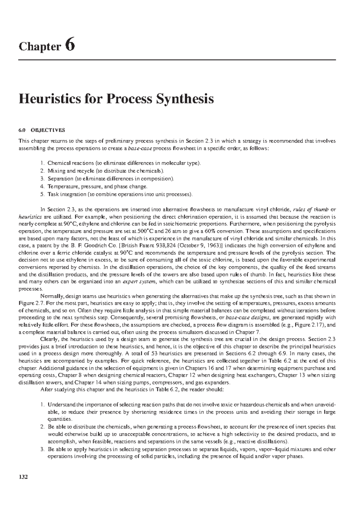 Heuristics seider - Chapter 6 Heuristics for Process Synthesis 6 ...