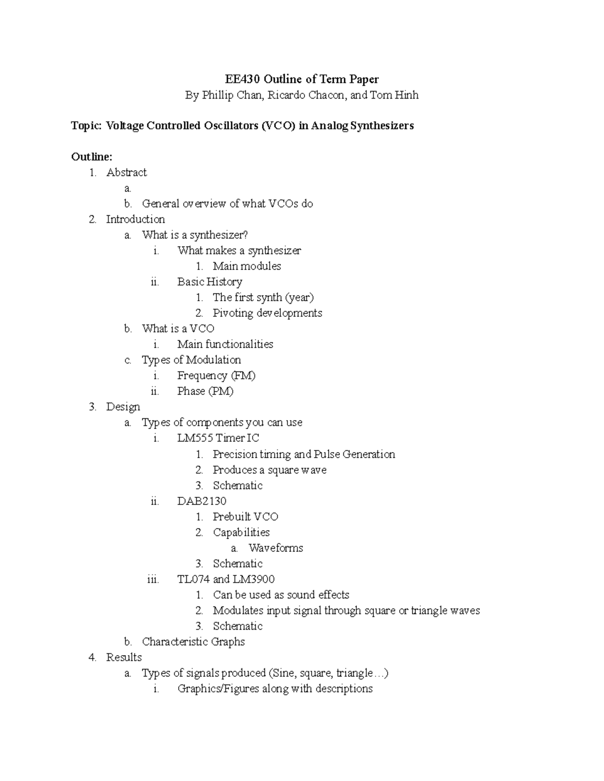 Outline of Term Paper - Summary Introduction to Power Systems - EE430 ...
