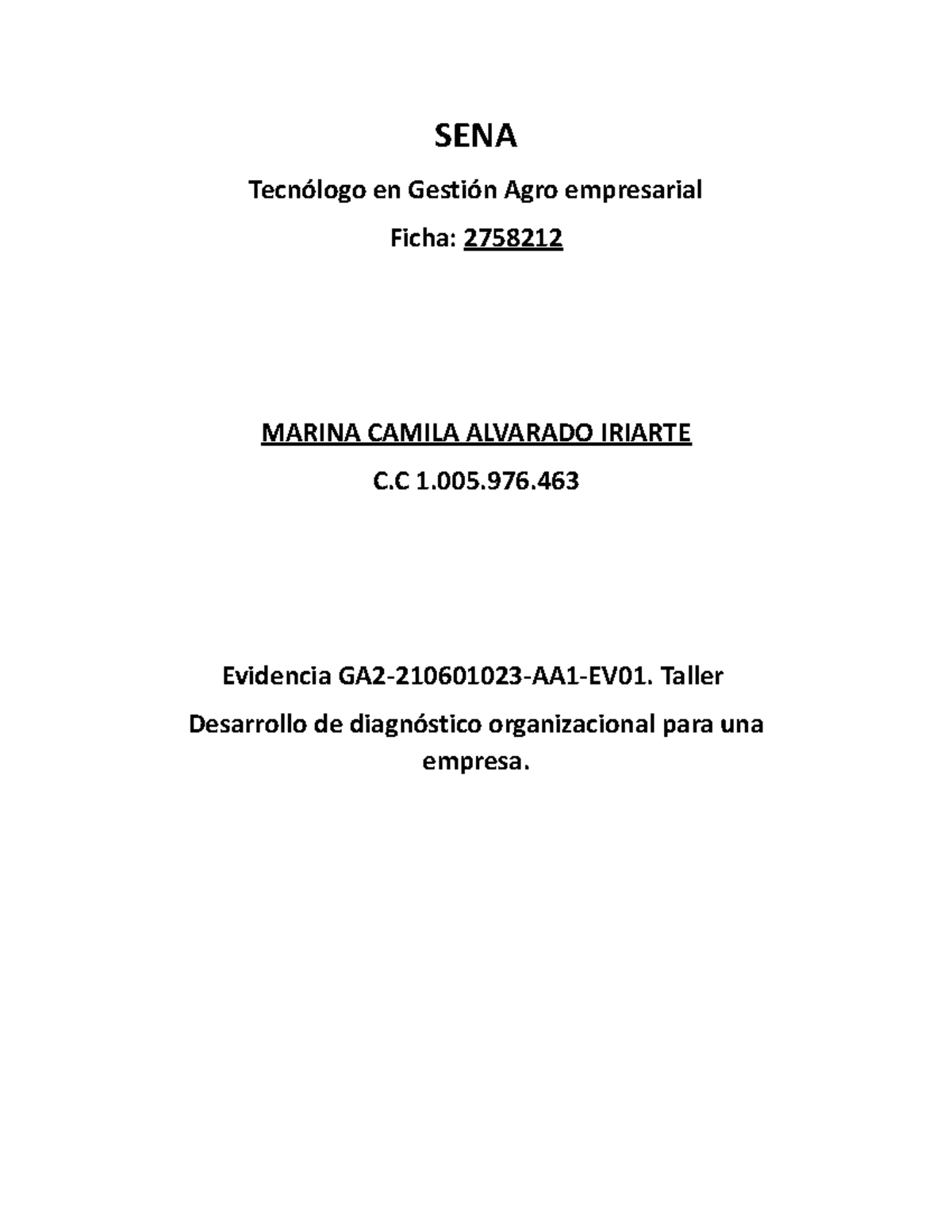 Evidencia GA2-210601023-AA1-EV01. Taller - Desarrollo de diagnóstico ...