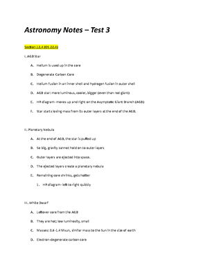 Astronomy Test 4 Notes - Professor Seab - Astronomy Test 4 Section 14 ...