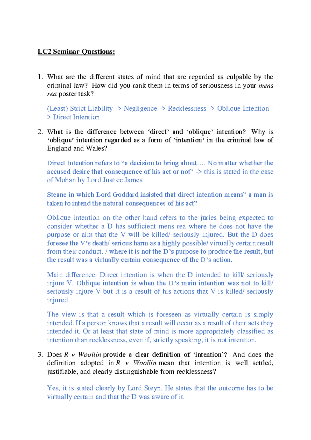 LC2 Seminar Questions - Tutorial answers - LC2 Seminar Questions: What ...