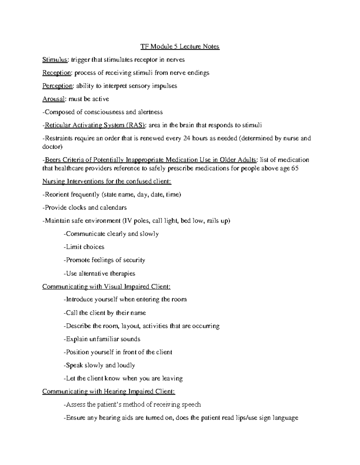 Theoretical Foundations Module 5 Lecture Notes Tf Module 5 Lecture Notes Stimulus Trigger