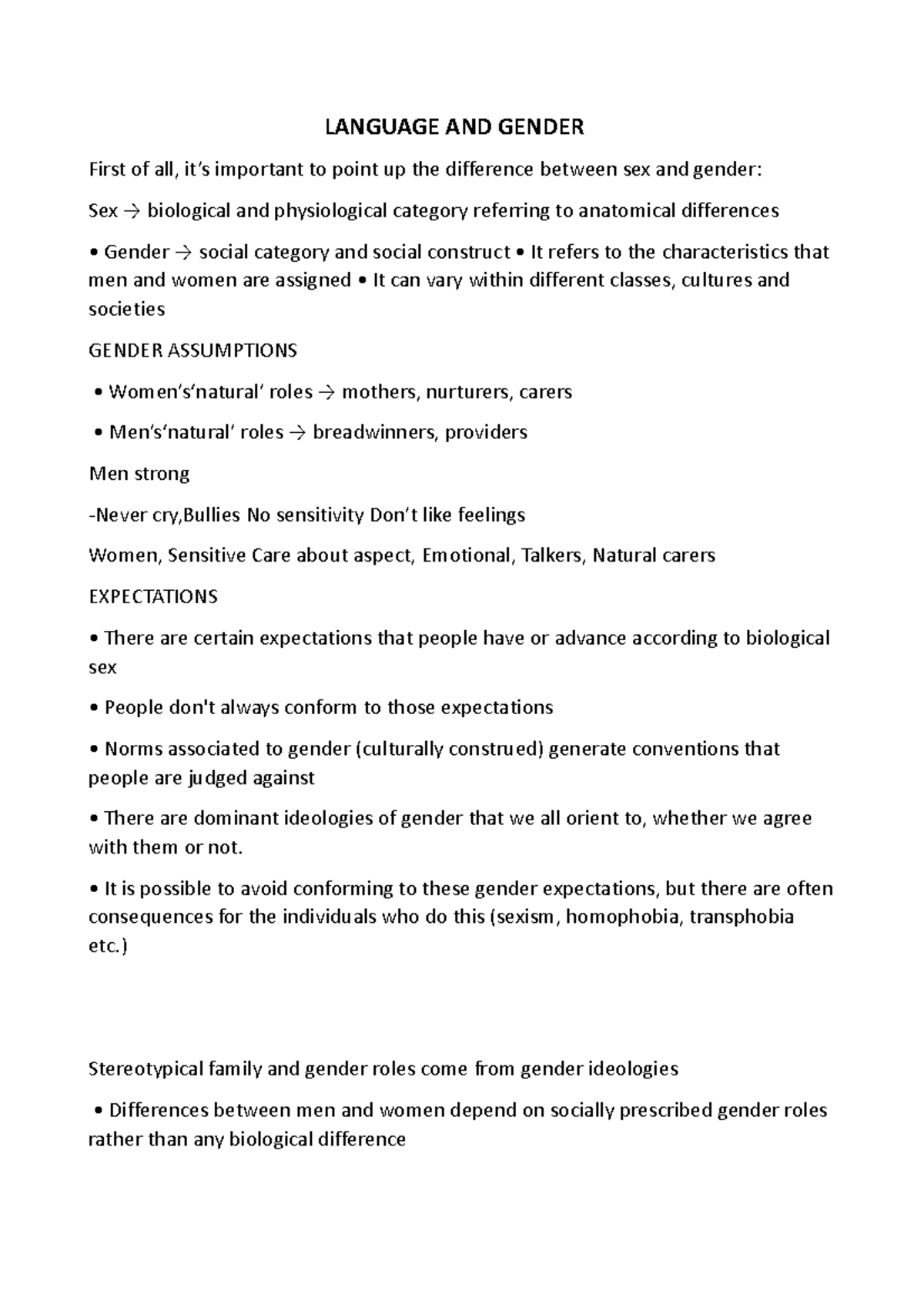 Language AND Gender - summary and key conceptions - LANGUAGE AND GENDER ...