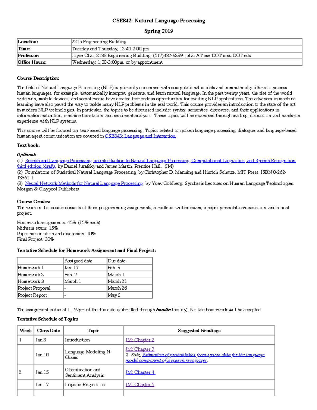 CSE842-Spring 2019 - Summary Natural Language Processing - CSE842 ...