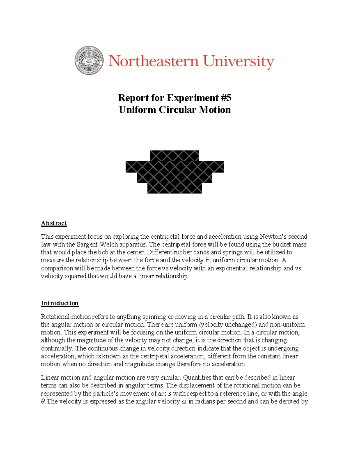IPL-Lab Report 5 Uniform Circular motion - Report for Experiment Uniform Circular Motion ...