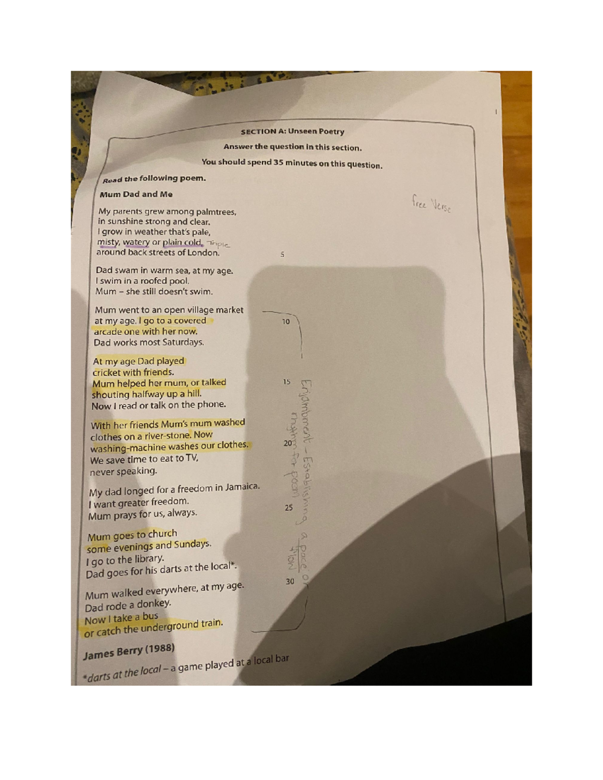 Mum Dad and me poem - introduction to literature - Studocu