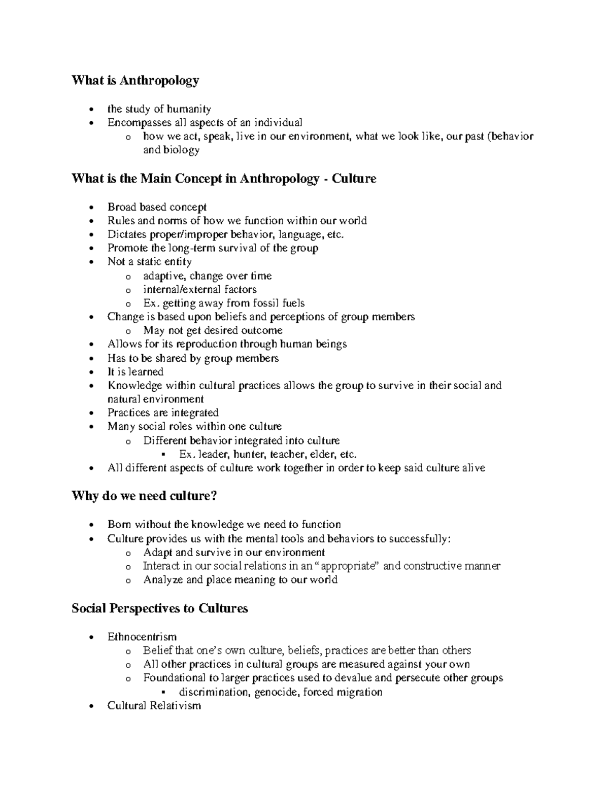 202 - Lecture 1 - What is Anthropology • the study of humanity • Encompasses all aspects of an ...