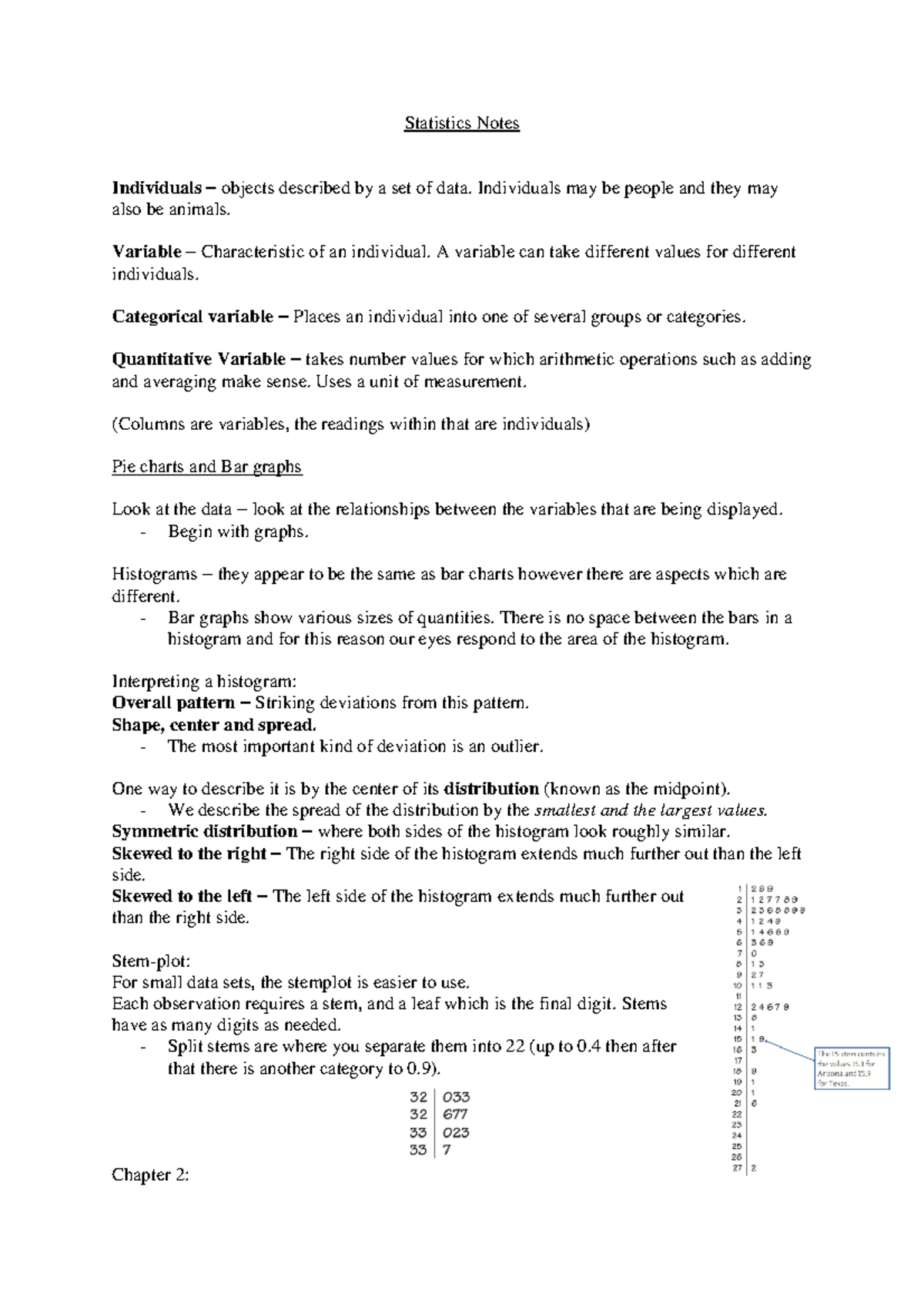 Statistics notes with images. - Statistics Notes Individuals – objects ...