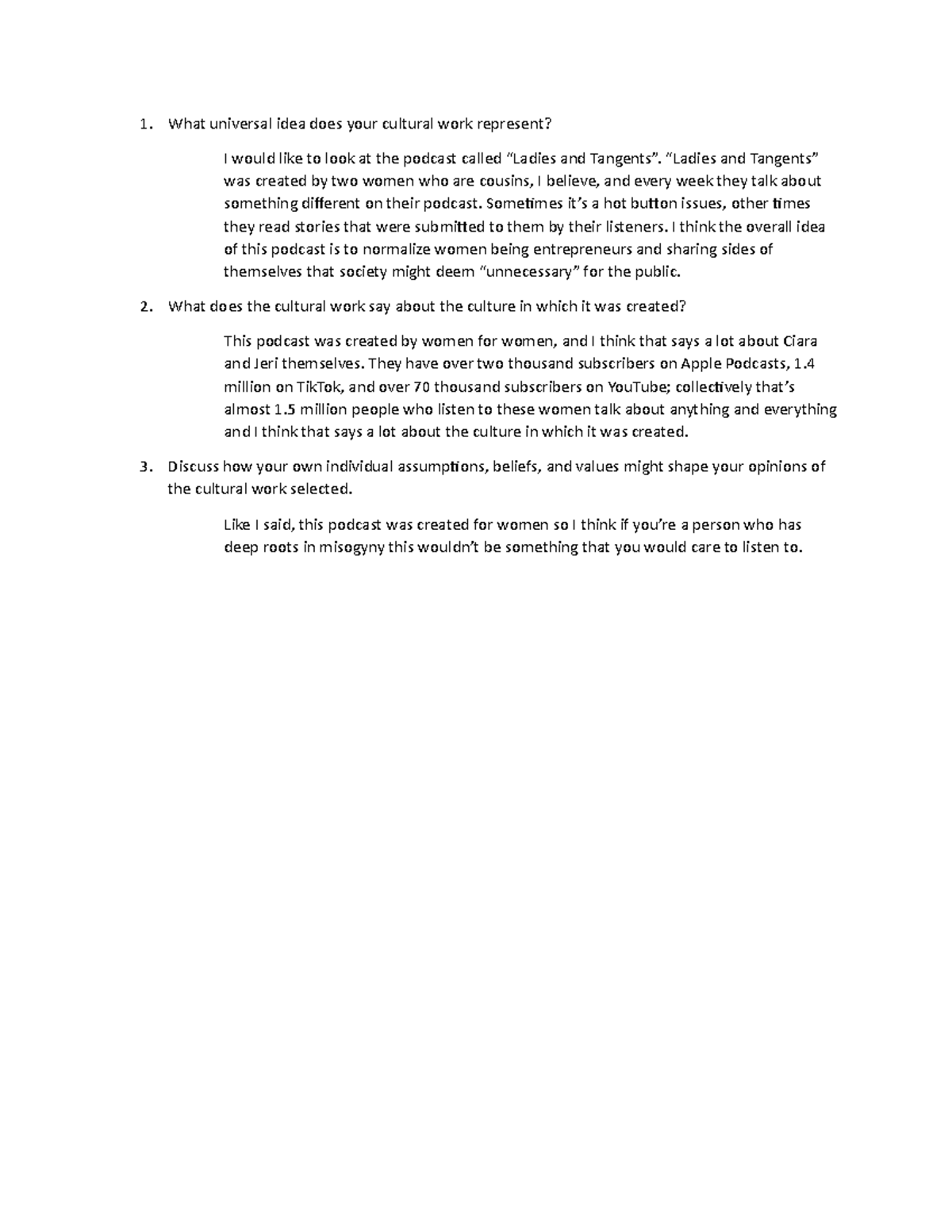 HUM 100 Module 3 Discussion - What universal idea does your cultural ...