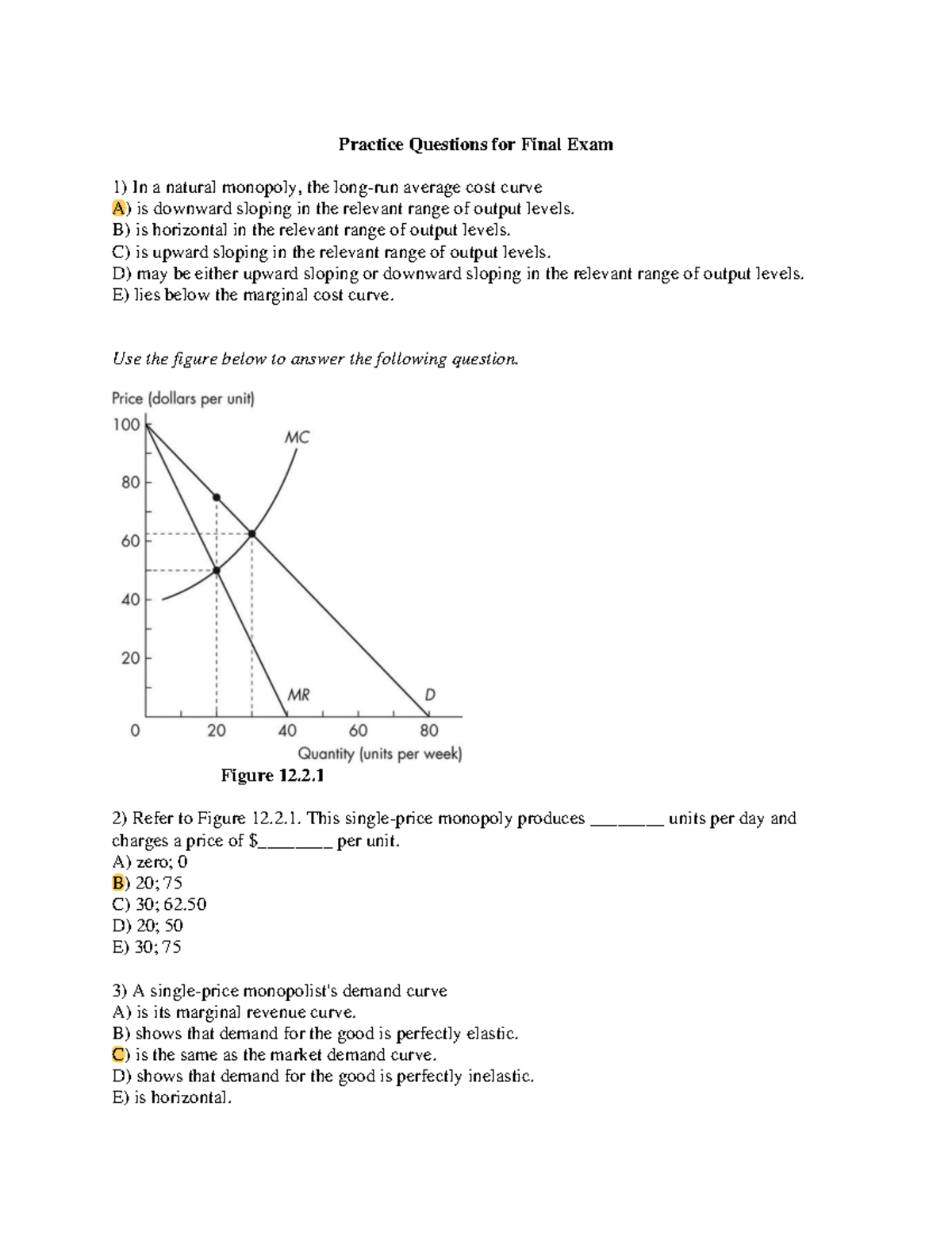 Econ Final - Microeconomics practice questions - Practice Questions for ...