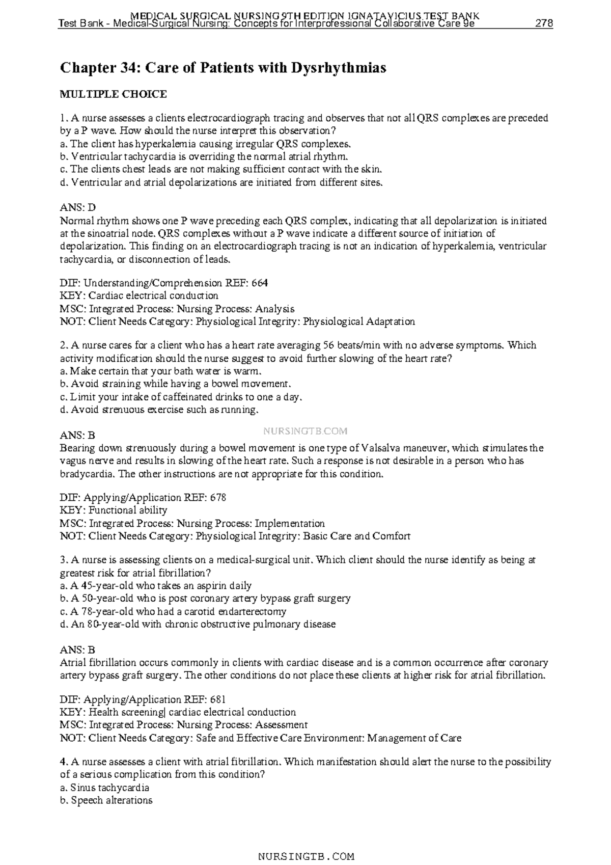 Chapter 34 Care Of Patients With Dysrhythmias Nu1205 Studocu