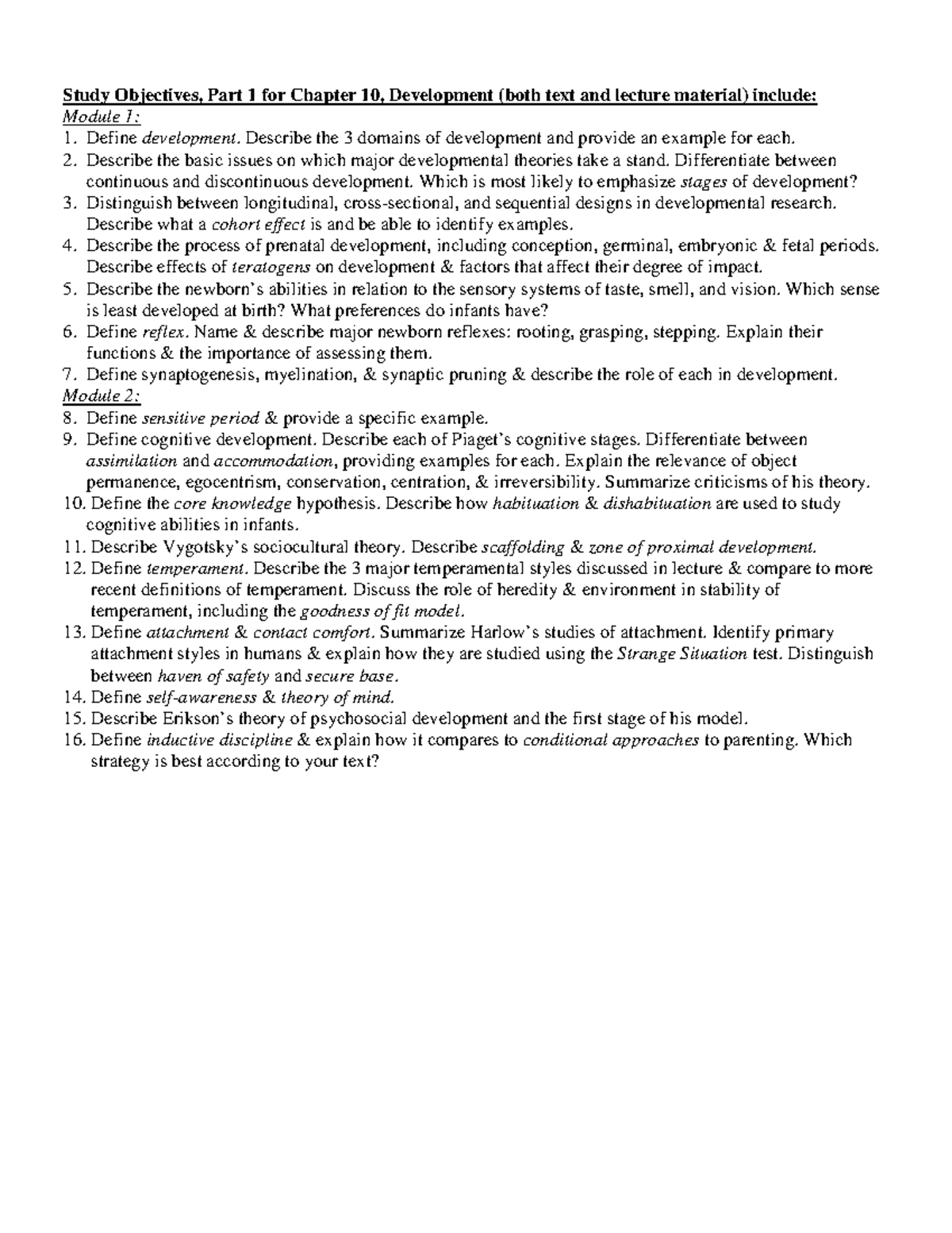 Study Objectives, Part 1 for Chapter 10, post - Study Objectives, Part 1 for Chapter 10 ...