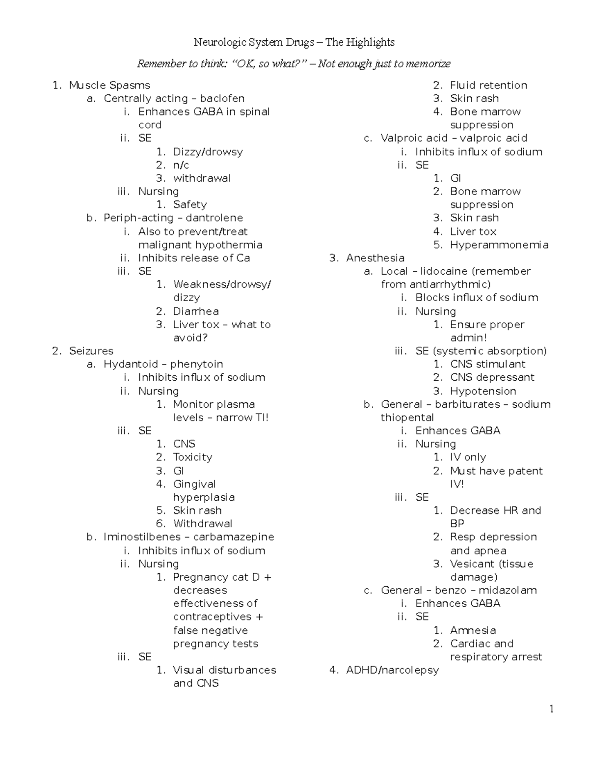 Neurologic System Drugs - the highlights 1 - Neurologic System Drugs ...