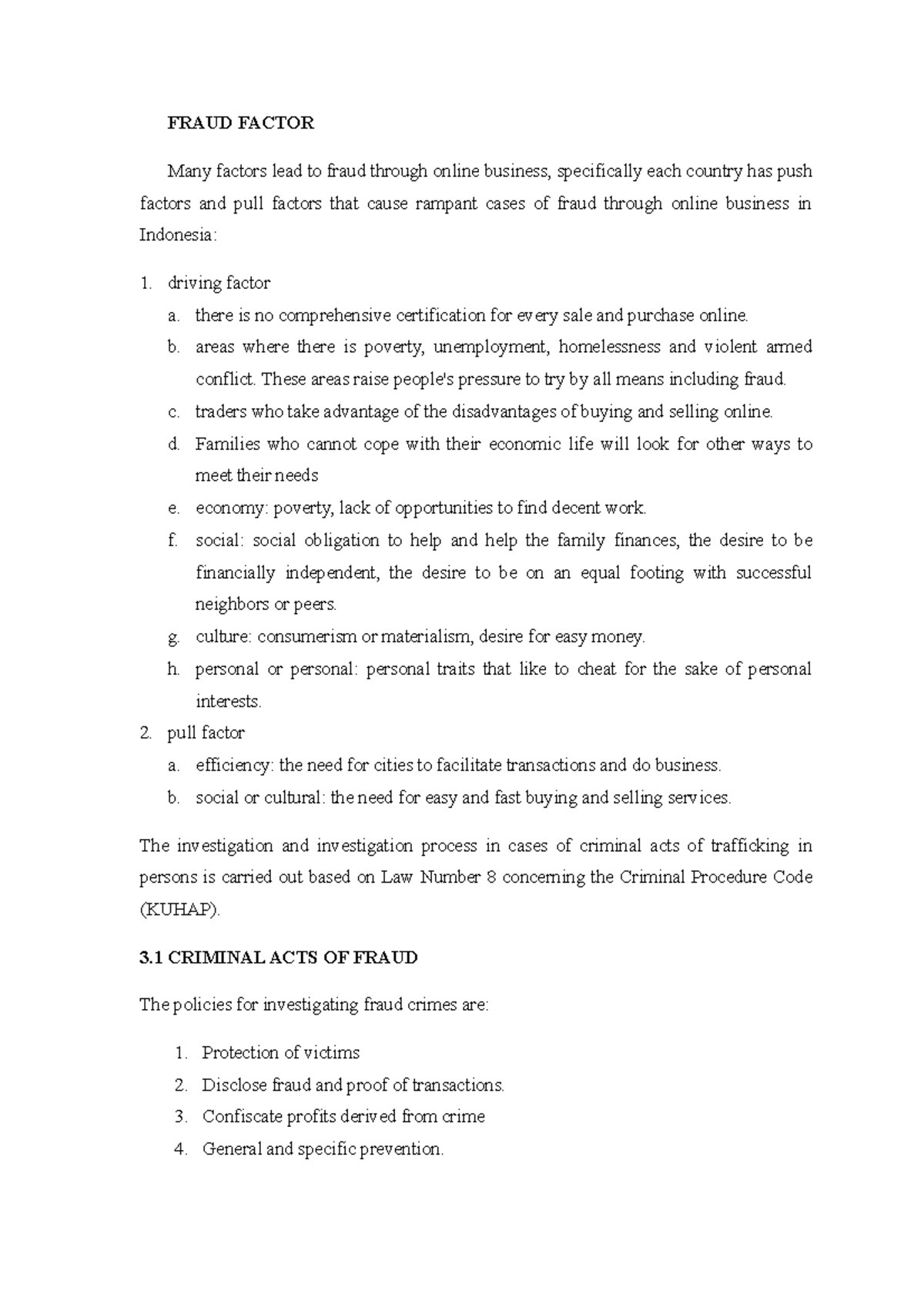 Factors OF Fraud - Criminal ACTS OF Fraud - Applicable Articles ...