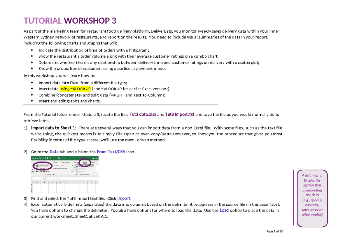 Tutorial Workshop 3 v3 - TUTORIAL WORKSHOP 3 As part of the marketing team for restaurant food ...