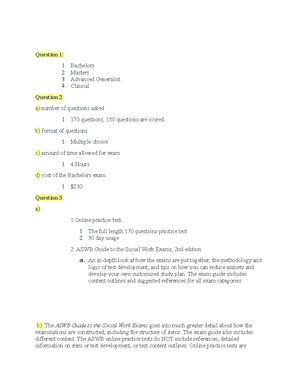 SW 230- Assignment 3 - Question 1 A. 1. Bachelor Social Worker 2 ...