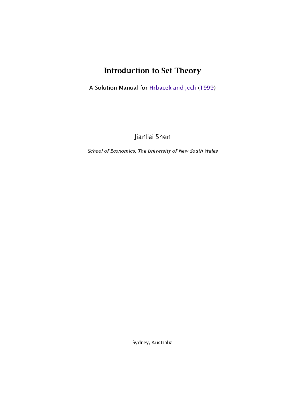 Set theory some anwsers - Introduction to Set Theory A Solution Manual ...
