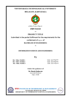 5th Sem Project Guidelines 2022-23 - GUIDELINES FOR THE PREPARATION OF ...