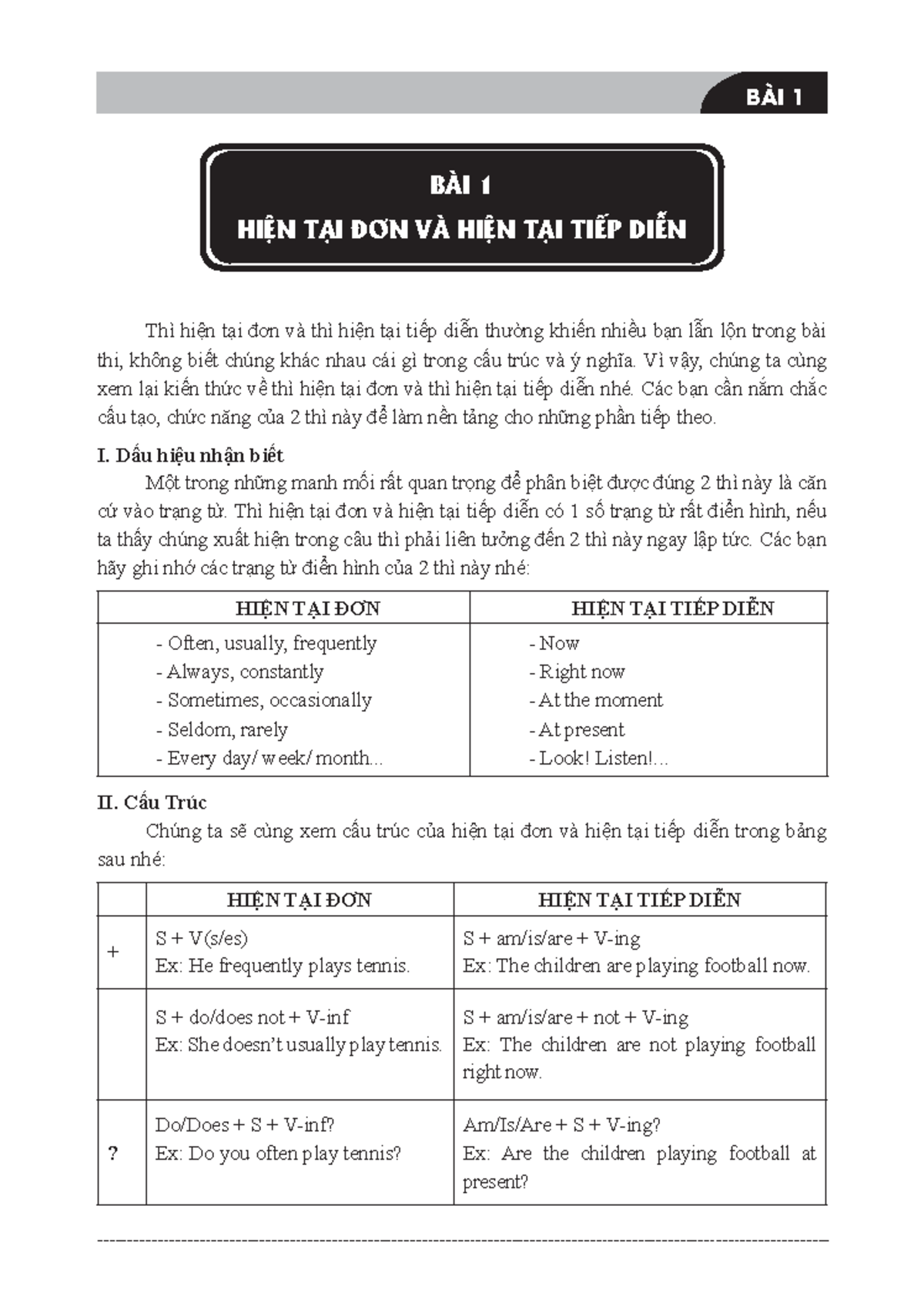 Bai 1- HTD-HTTD - english - Thì hiện tại đơn và thì hiện tại tiếp diễn thường khiến nhiều bạn ...