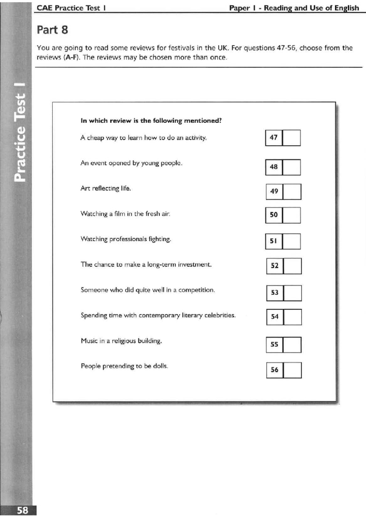 Examen C1 P8 - CAE Practice Test I Paper I Reading and Use of English ...
