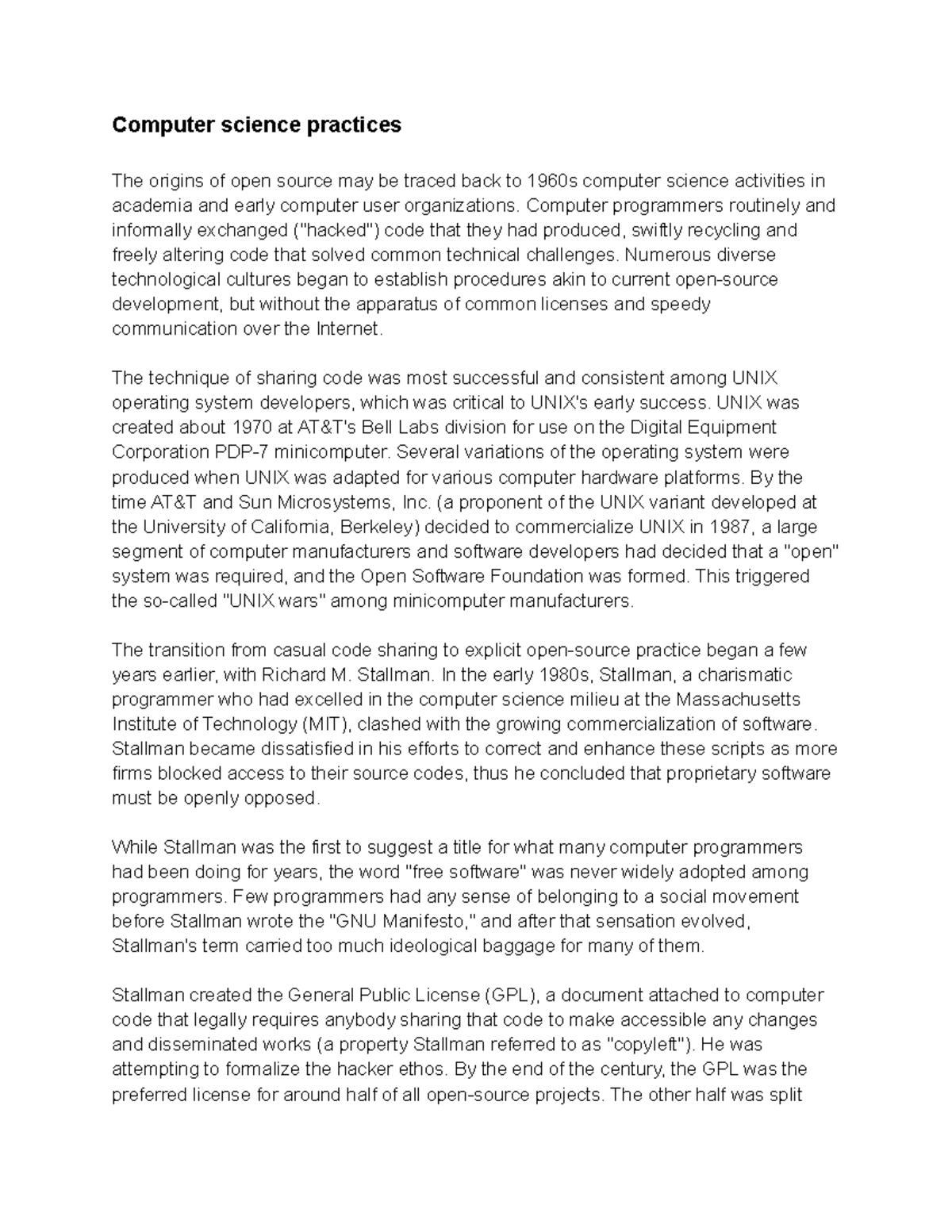 Computer science practices - Computer programmers routinely and ...