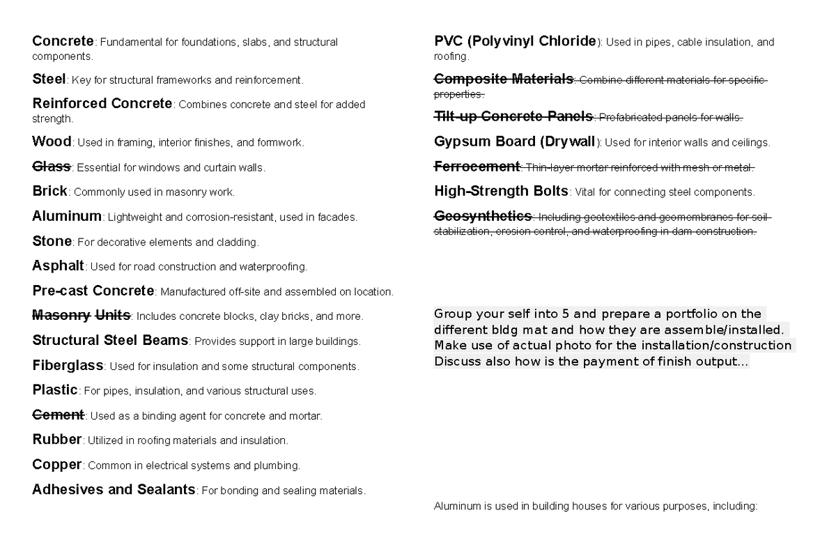 BLDG Portfolio - NOTES ON CONSTRUCTION MATERIALS - Concrete ...