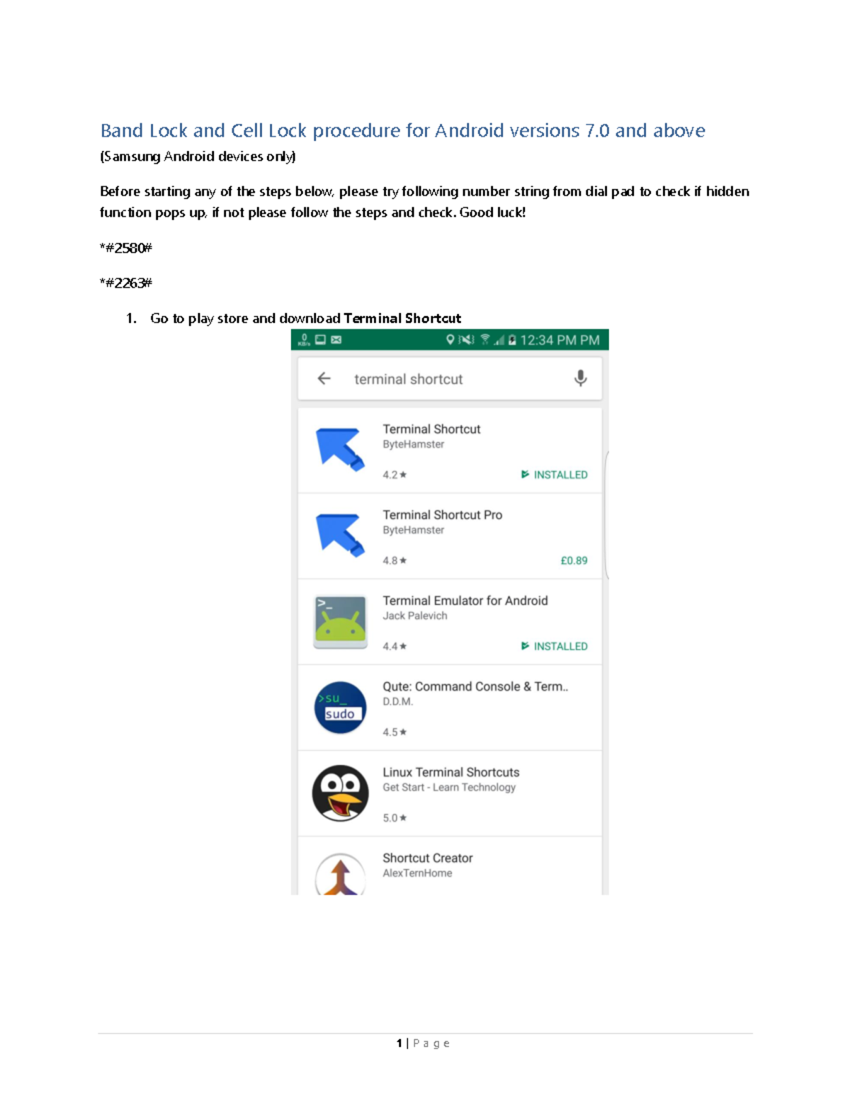 Band lock and cell lock procedure for Android versions - Good luck ...