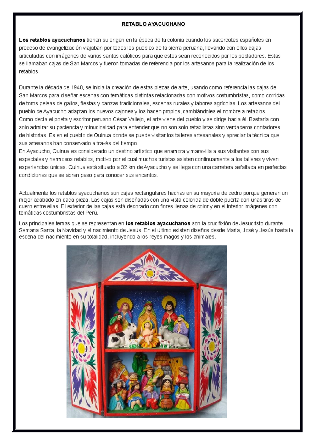 390699817-Retablo-Ayacuchano - RETABLO AYACUCHANO Los retablos ayacuchanos tienen su origen en ...