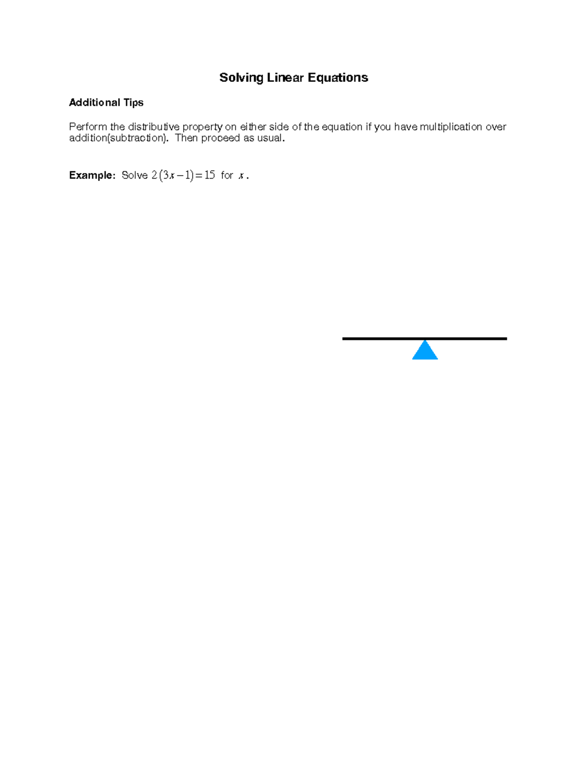Section 2.2 - Solving Linear Equations, Distributive Property ...