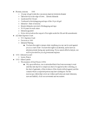 Chapter 1 - class notes - What do Forensic Scientists do? a. Analyze ...