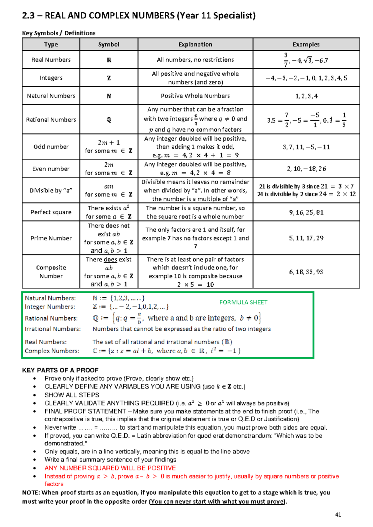 2.3 - Real and Complex Numbers - 2 – REAL AND COMPLEX NUMBERS (Year 11 ...