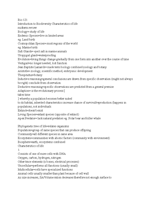 Midterm review - everything covered by PA campus Bio 121 - What is ...