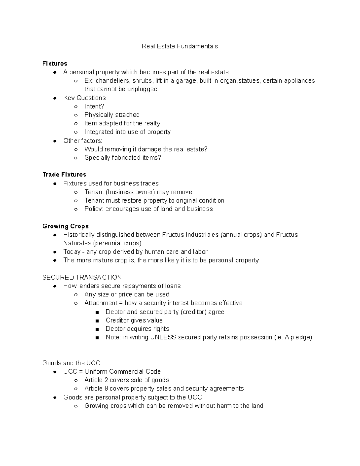 Real Estate Fundamentals - Real Estate Fundamentals Fixtures A personal ...