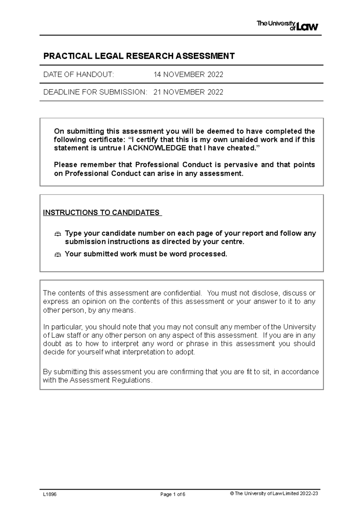 PLR instructions - aaaa - PRACTICAL LEGAL RESEARCH ASSESSMENT DATE OF ...