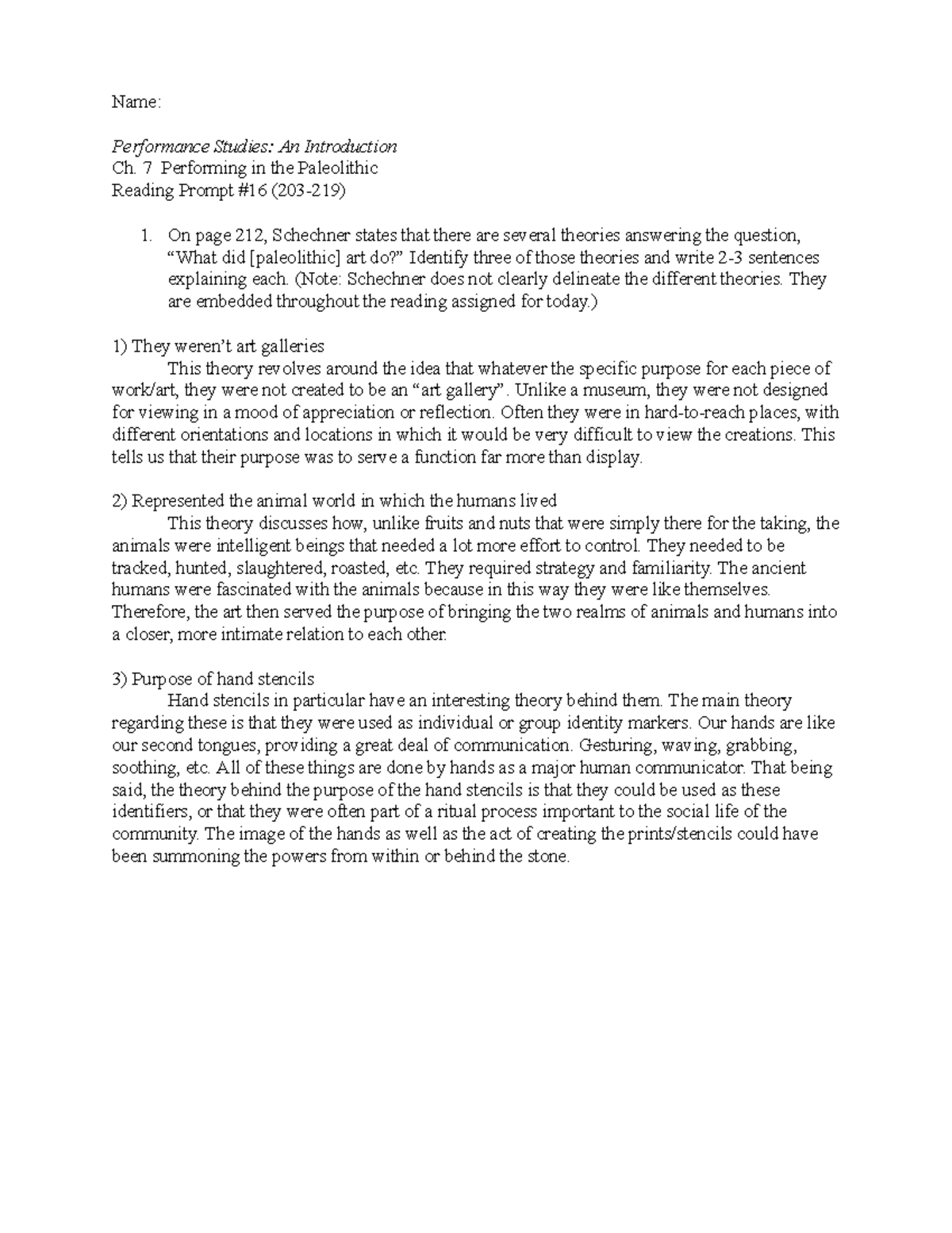 Intro to Performance Studies Reading Prompt (pp 203-219) - Name ...