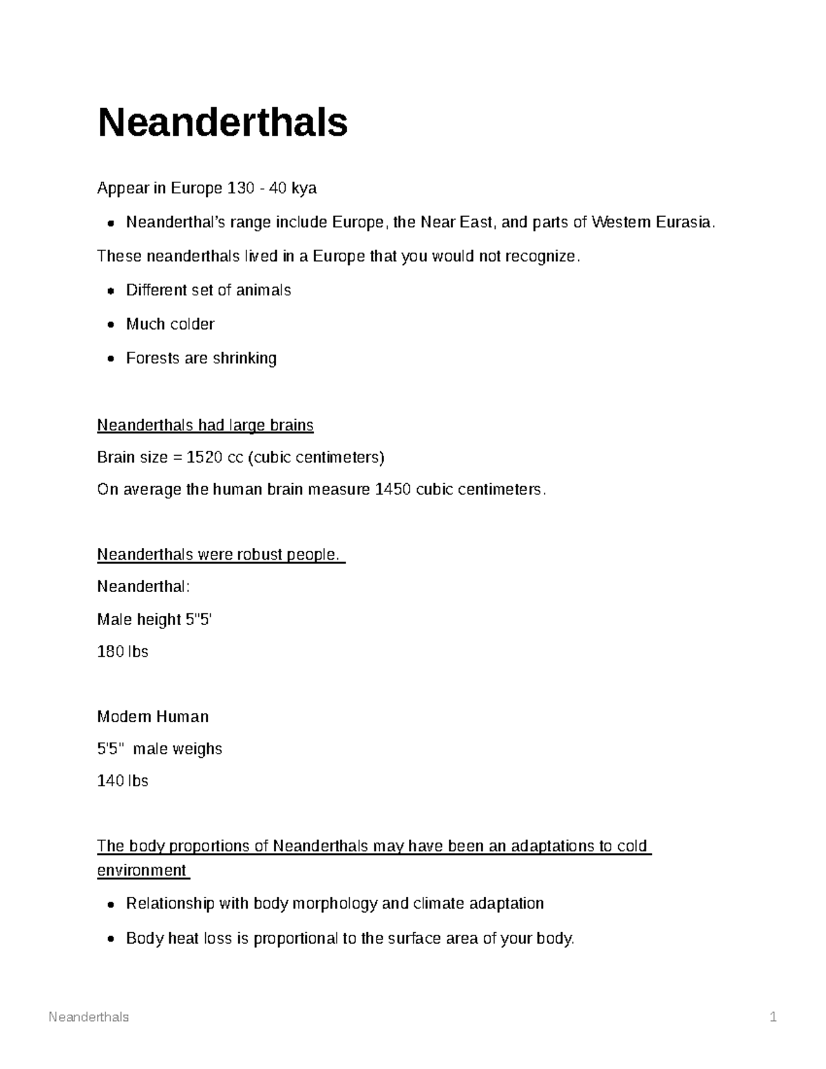 Neanderthals - Professor Perreault - Neanderthals 1 Neanderthals Appear ...