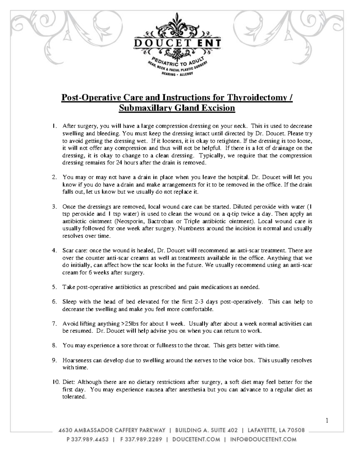 Medical....,,...... - 1 Post-Operative Care and Instructions for ...