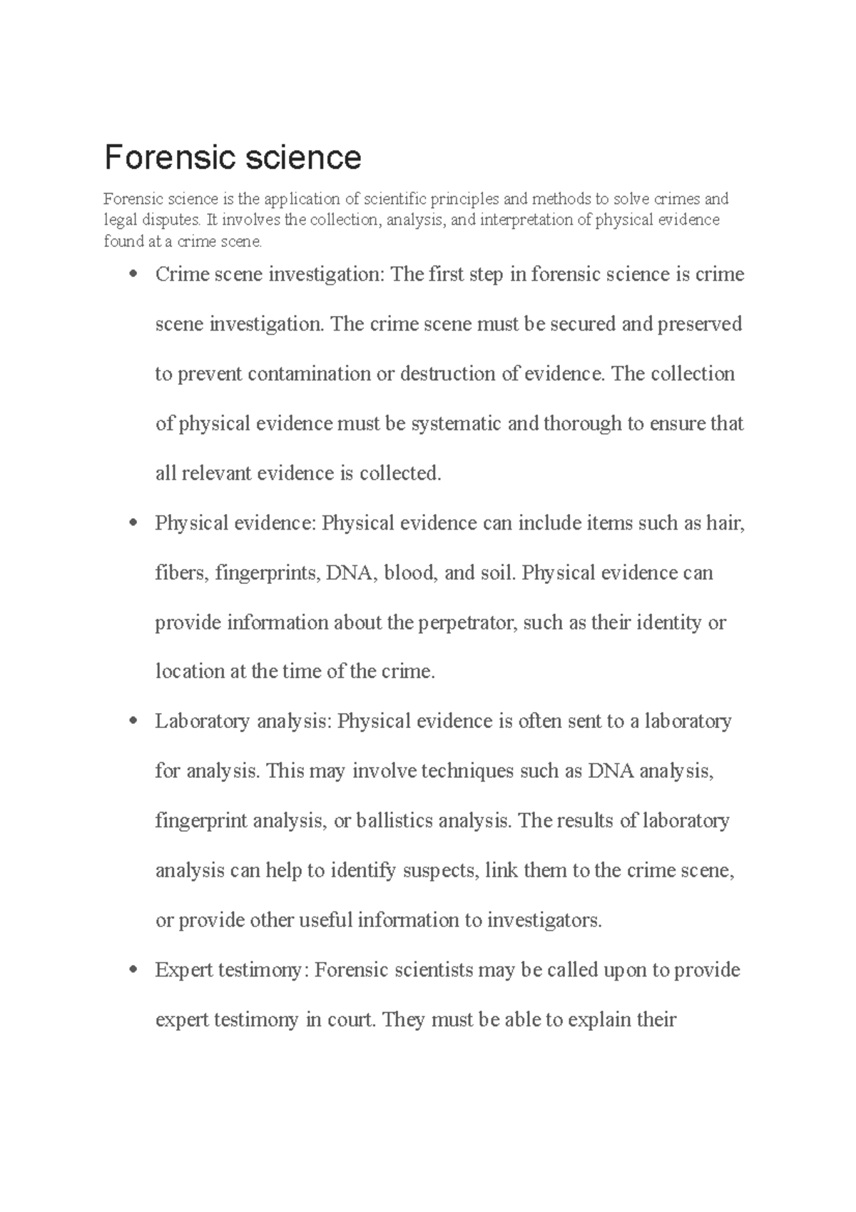 Forensic science - notes - Forensic science Forensic science is the ...