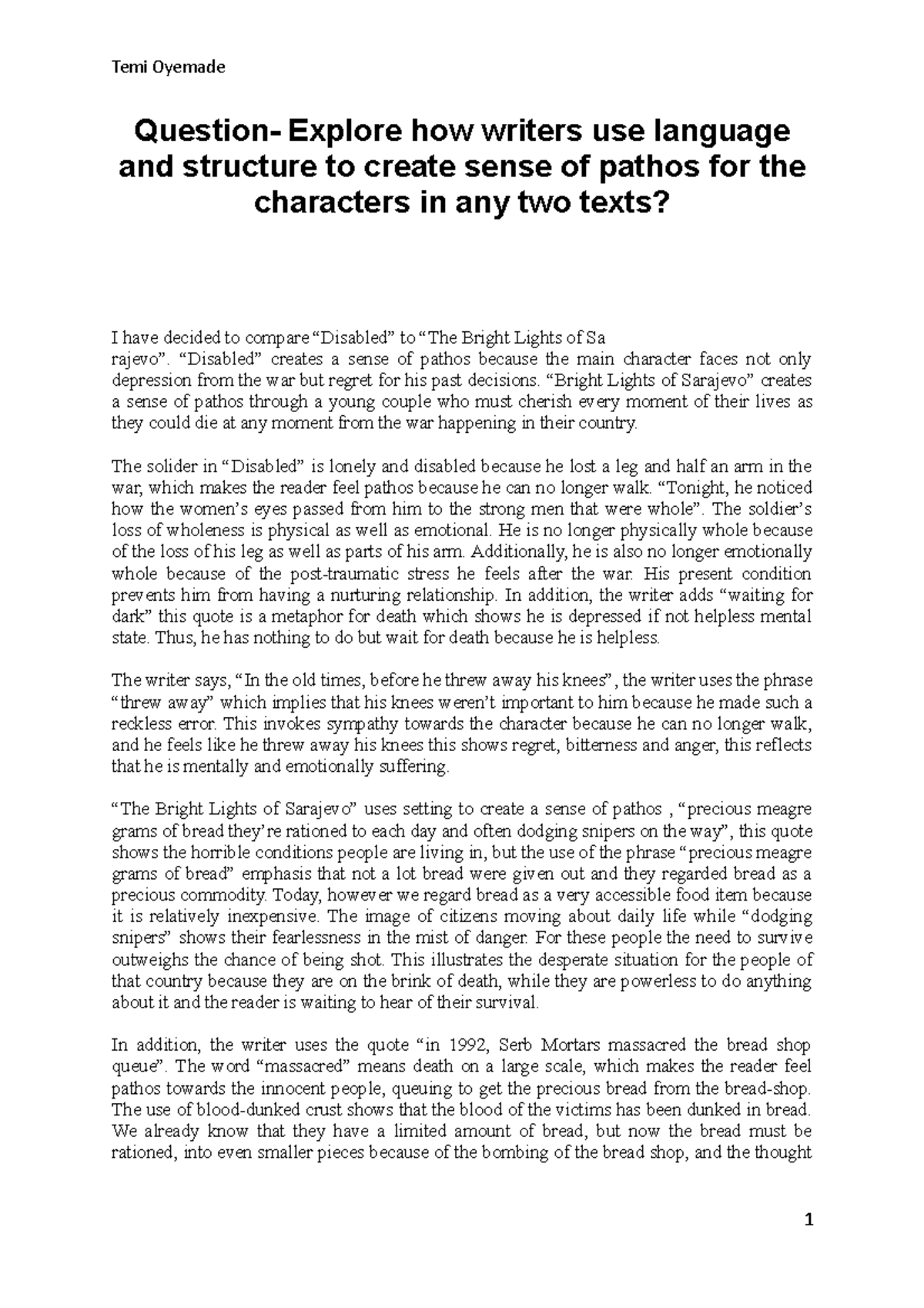 Language coursework final copy - Temi Oyemade Question- Explore how ...