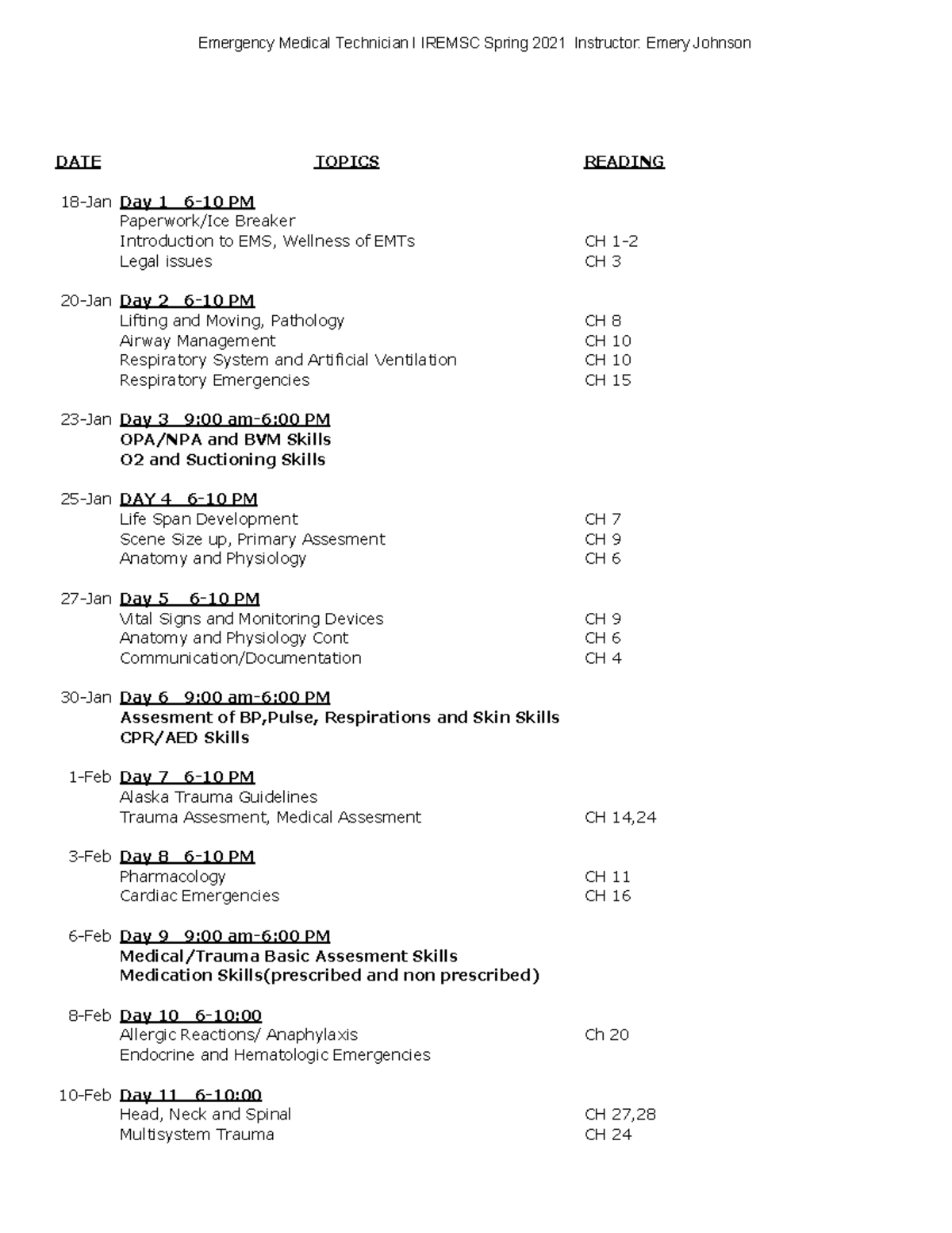 EMT-1 full-course-schedule-Spring-2021-Sheet 1-1-1 - Emergency Medical ...