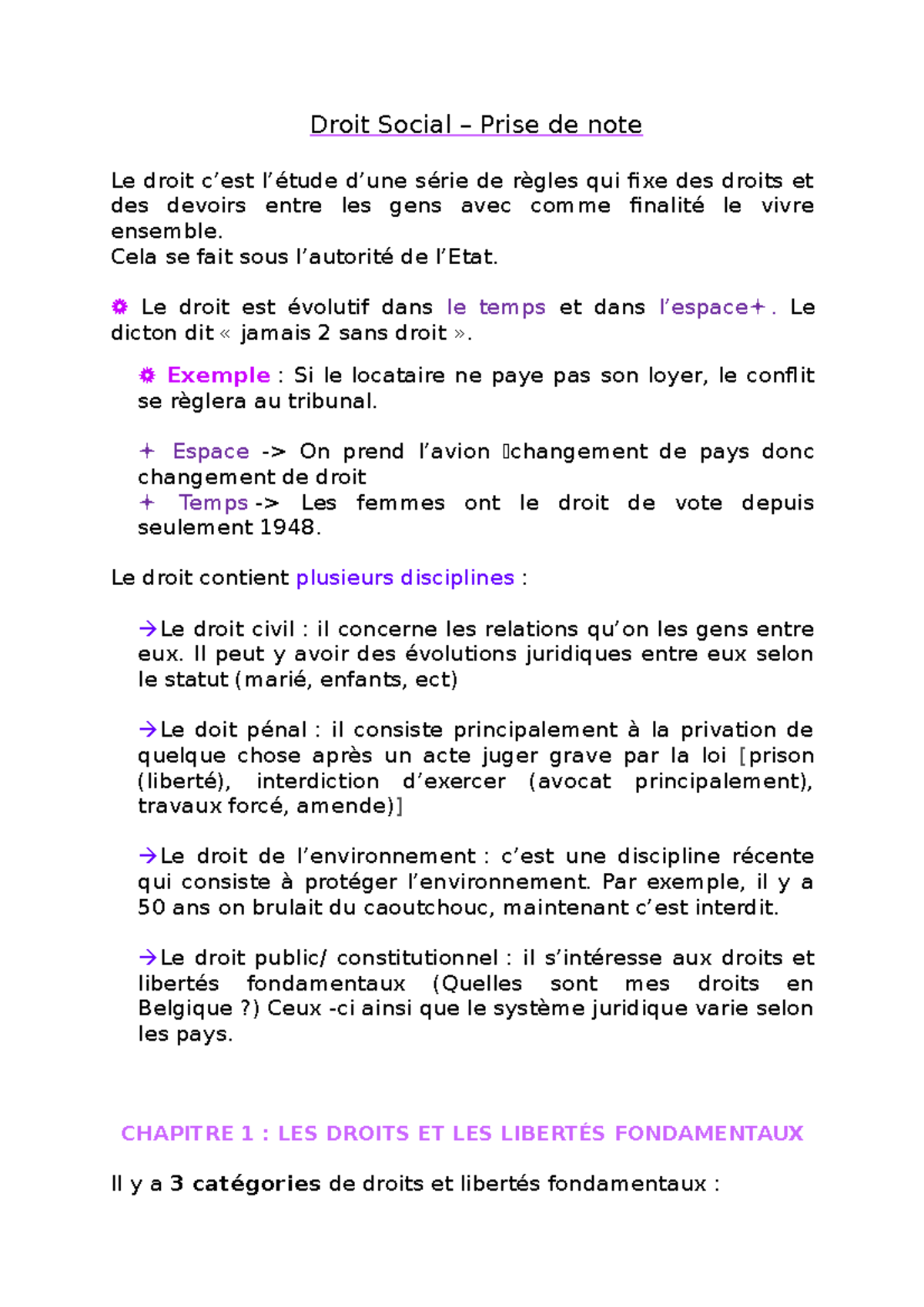 Prise de note- Droit Public bac1 1er Quadri - Droit Social – Prise de ...