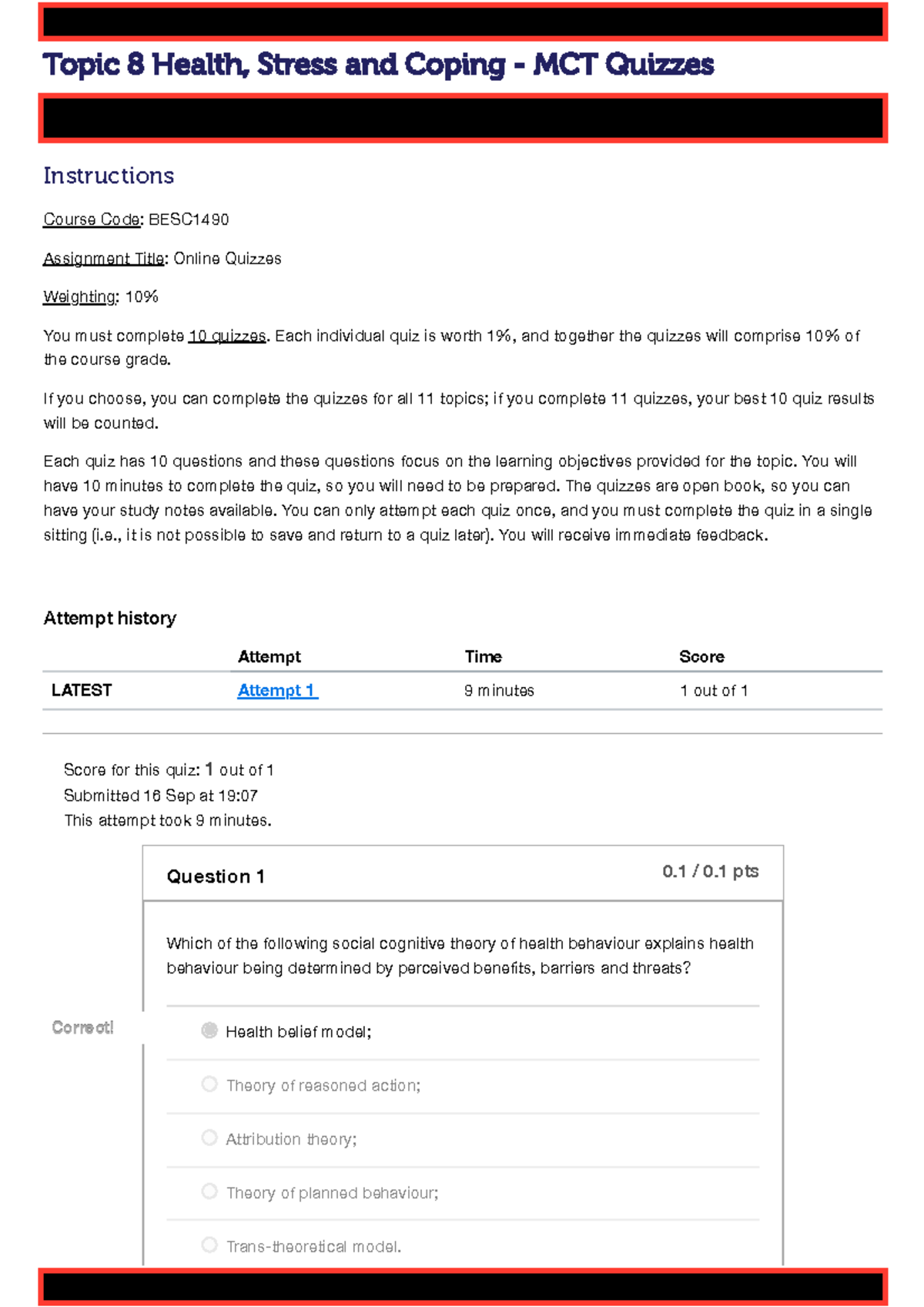 Topic 8 Health, Stress and Coping - MCT Quizzes Introduction to ...