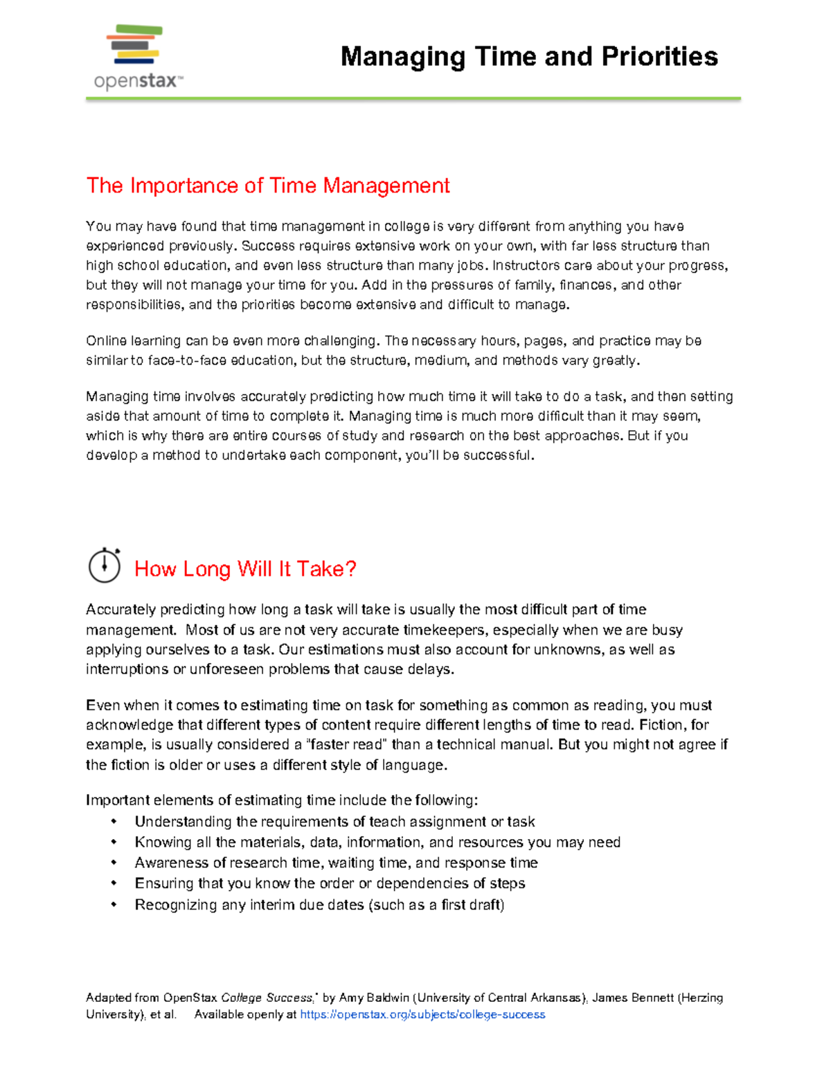 Open Stax.Managing.Time.and - Managing Time and Priorities Adapted from ...