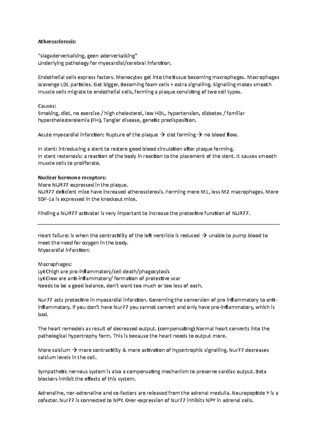 Aantekening college 1 Pathophysiology - Atherosclerosis ...