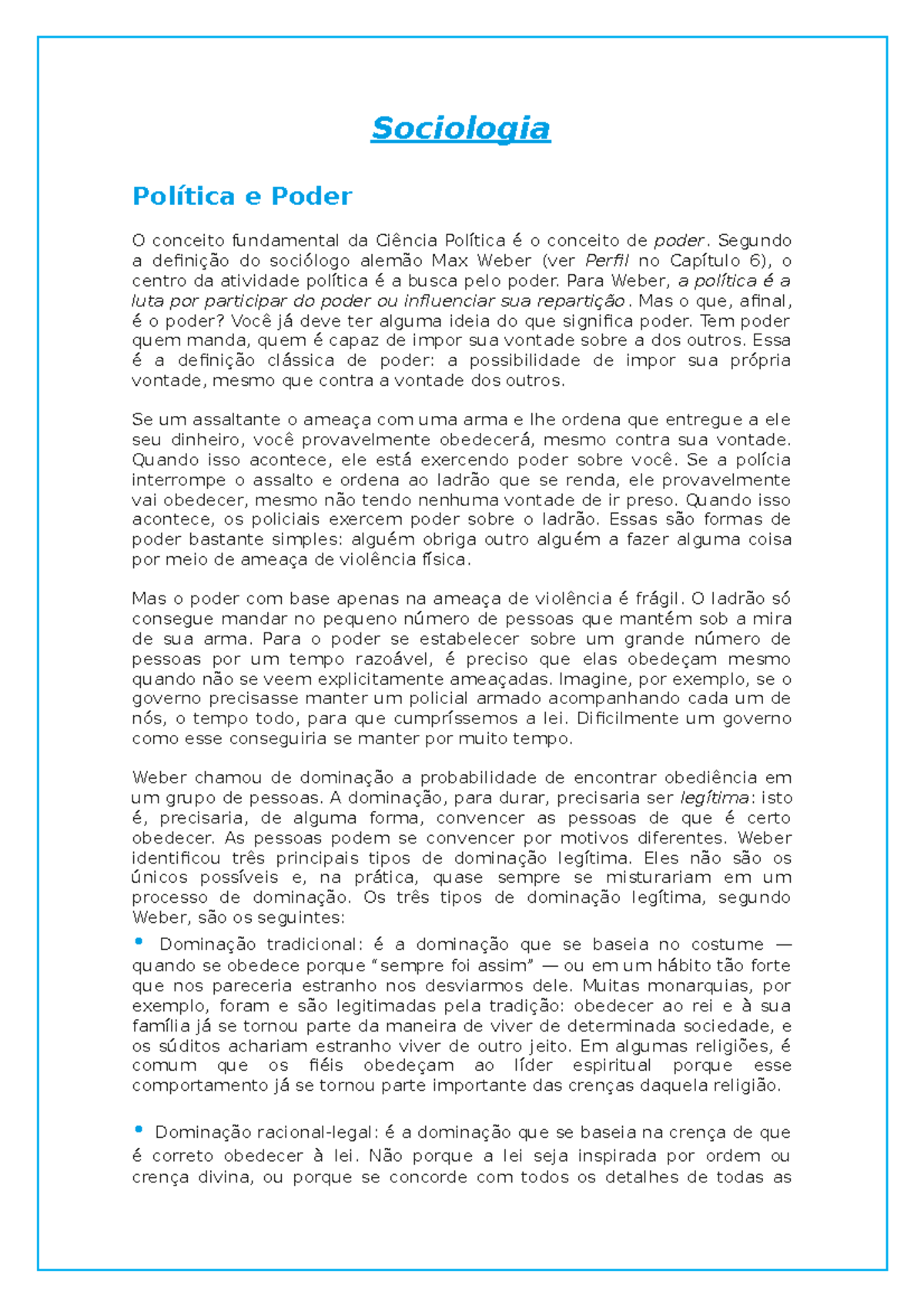 Política, poder e estado - Sociologia Política e Poder O conceito ...