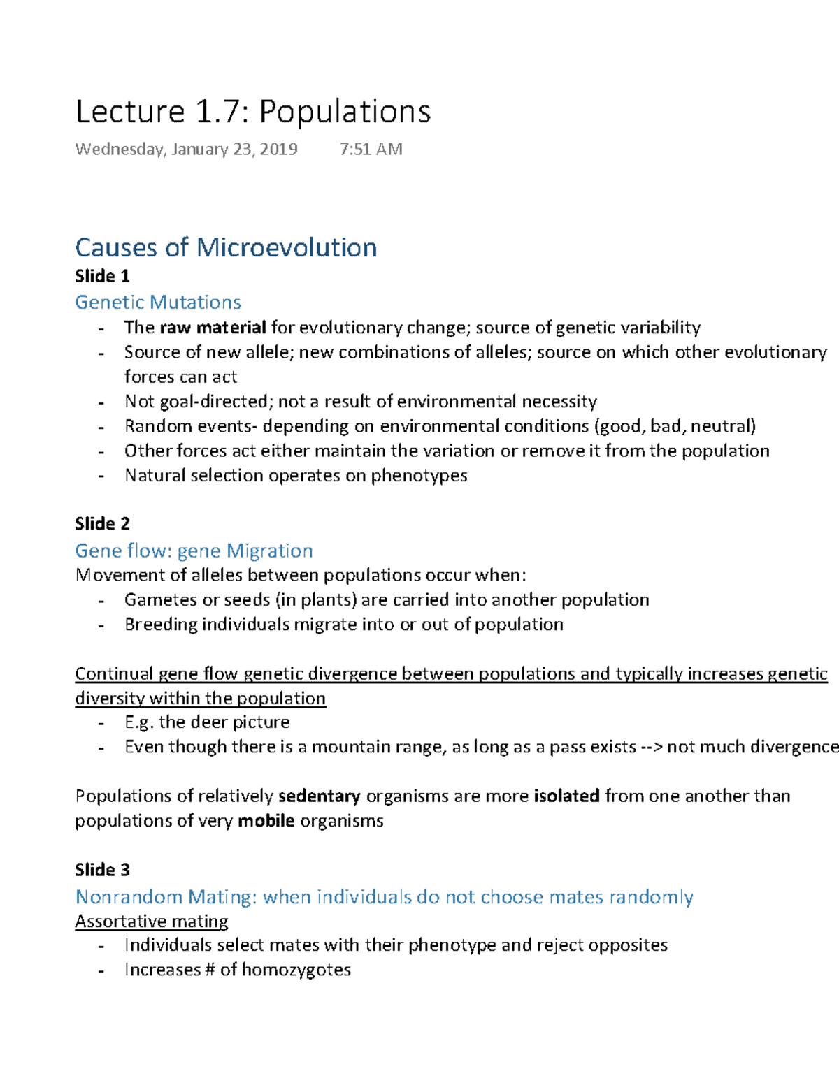 Lecture 1.7 Populations.pdf - Warning: TT: undefined function: 32 Causes of Microevolution Slide ...