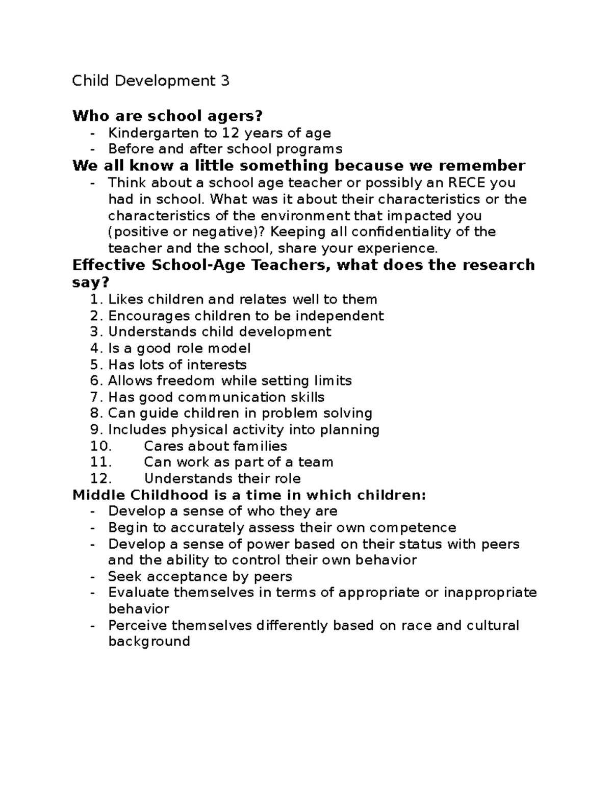 Child Development 3 Week on3 - ECE 322 - St. Clair College - Studocu