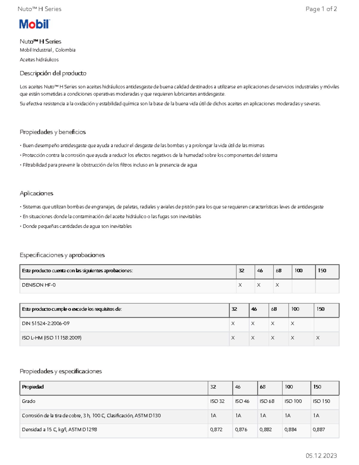 Ficha técnica Nuto-H 68 - Nuto™ H SeriesNuto™ H SeriesNuto™ H ...