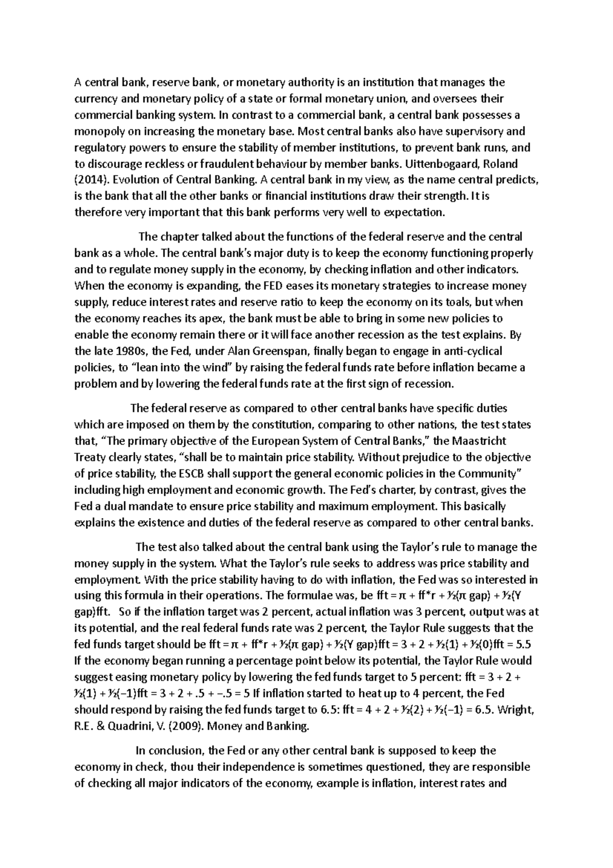 A central bank - macroeconomics - A central bank, reserve bank, or ...